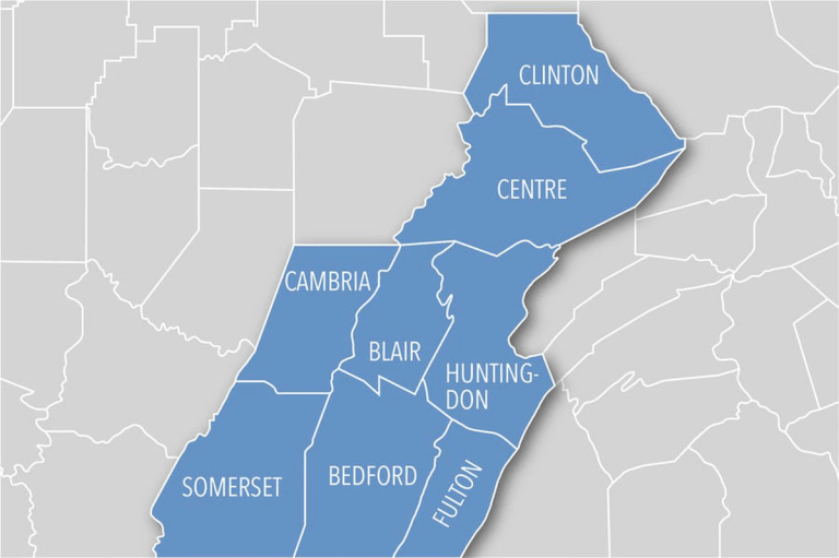 Diocese County Map - Diocese of Altoona-Johnstown